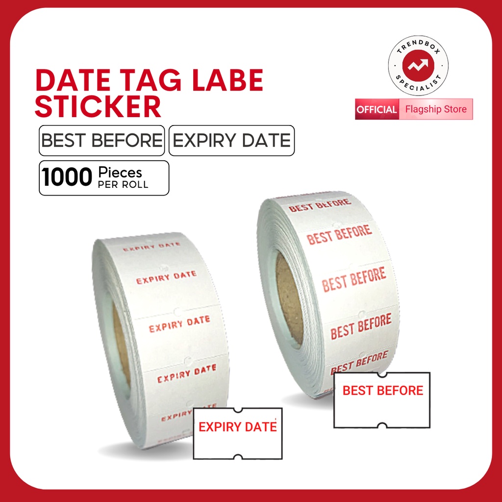 Trendbox Price Tag Best Before Expiry Date Sticker 1000pcs | Shopee ...