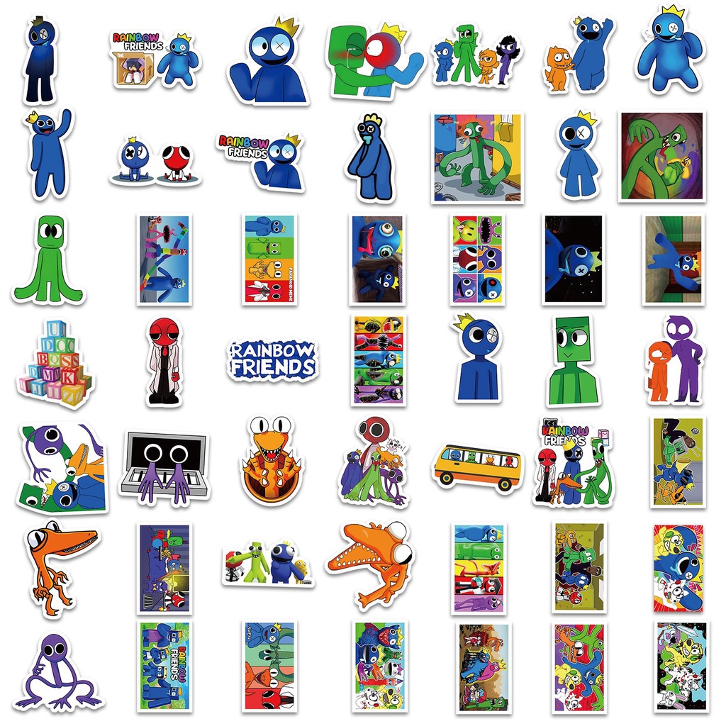 And Waterproof Reusable Roblox Rainbow Friends Stickers Of 60 Set ...