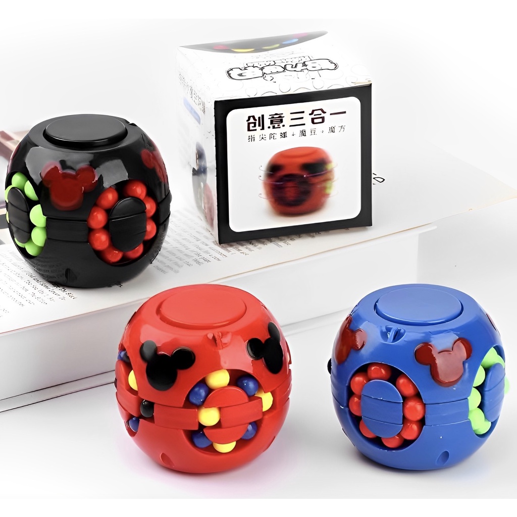3IN1 Magic bean Cube&Spinning Gyro colorful magic Cube Fingertip ...