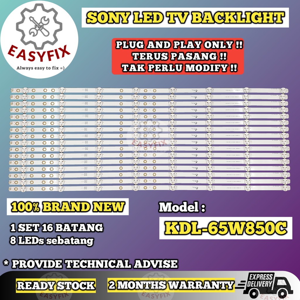( NEW ) KDL-65W850C SONY 65 INCH LED TV BACKLIGHT ( LAMPU TV ) 65W850C ...