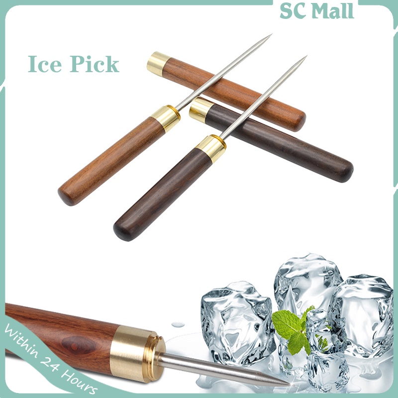 Stainless Steel Ice Pick with Non-slip Wooden Handle and Safety Cover ...