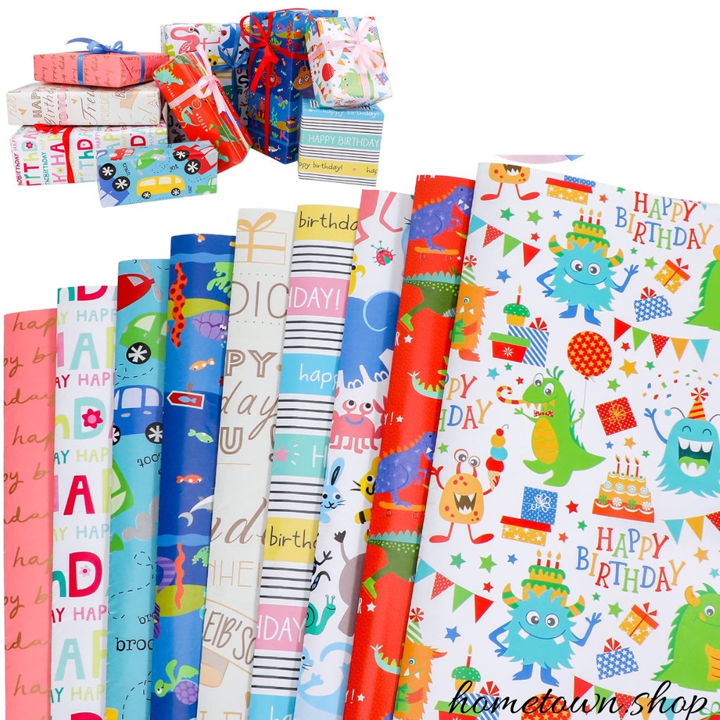 1 DESIGN EACH SET Gift Wrapper With Gift Tag of Birthday All occasion ...