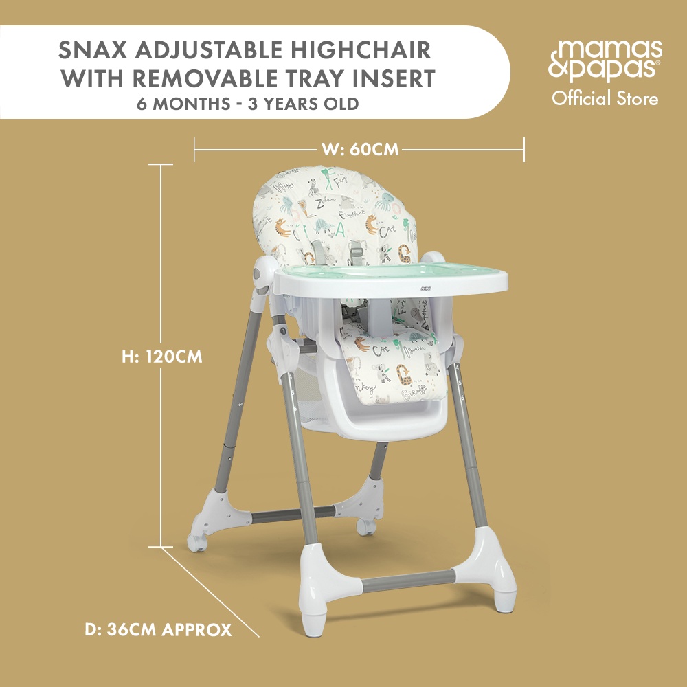 Mamas and Papas Snax Adjustable Highchair with Removable Tray Insert ...