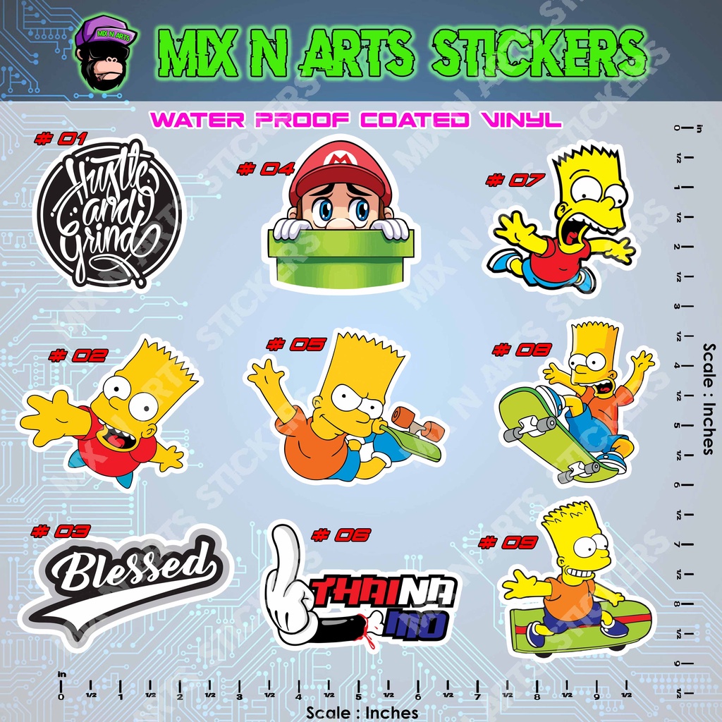 Simpson mario Waterproof Vinyl Sticker for Motorcycle Tumbler Ect (Sold ...