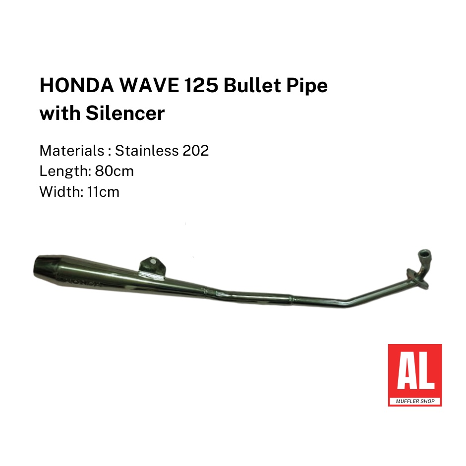 Honda Wave 125 Bullet Pipe with silencer / Honda Wave125 Stainless ...