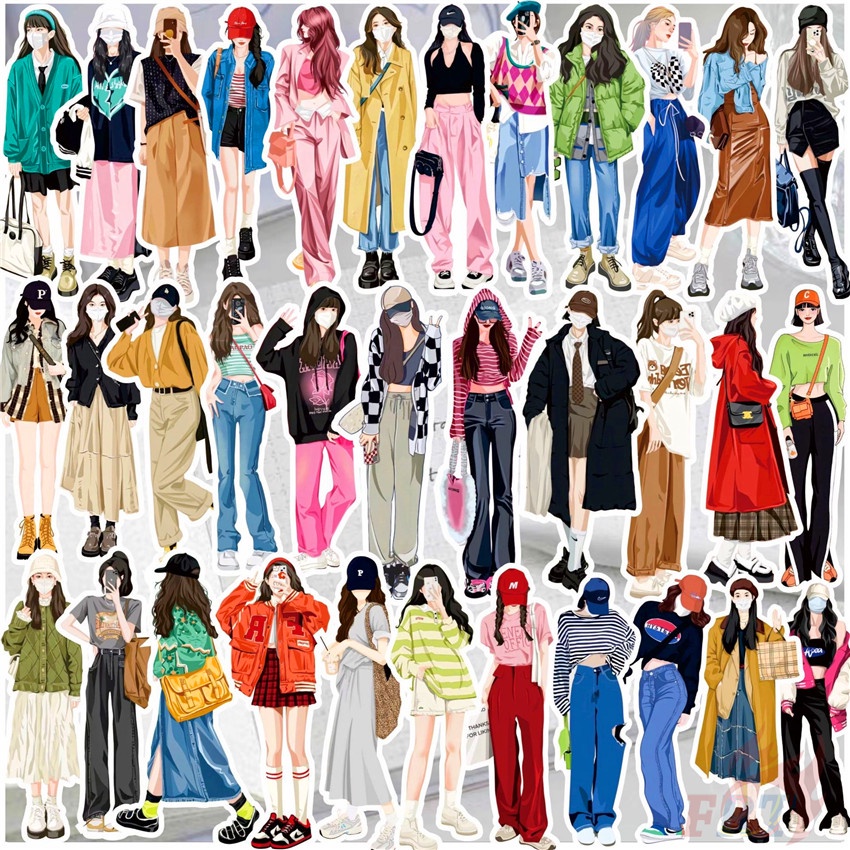 55Pcs/Set Fashion Modern Model . Beauty Girl Stickers DIY Fashion ...