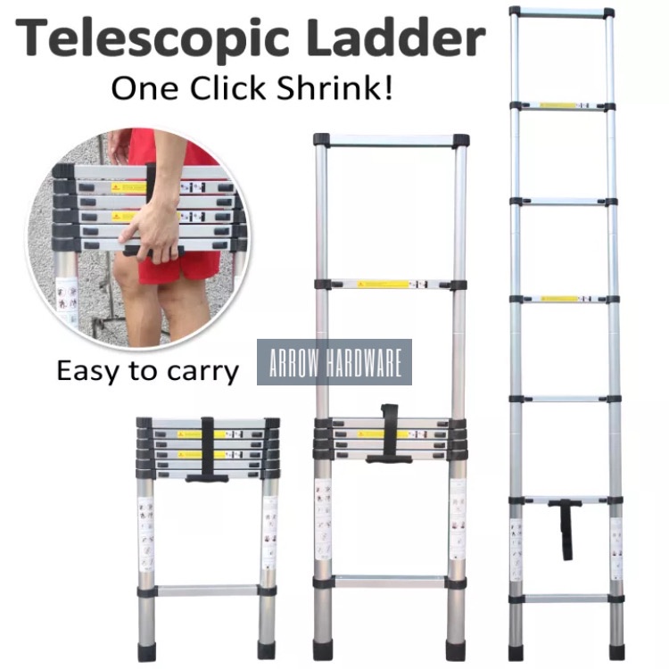 Piggy Aluminum Telescopic Ladder Straight 5.0M /16.4ft (12 steps ...
