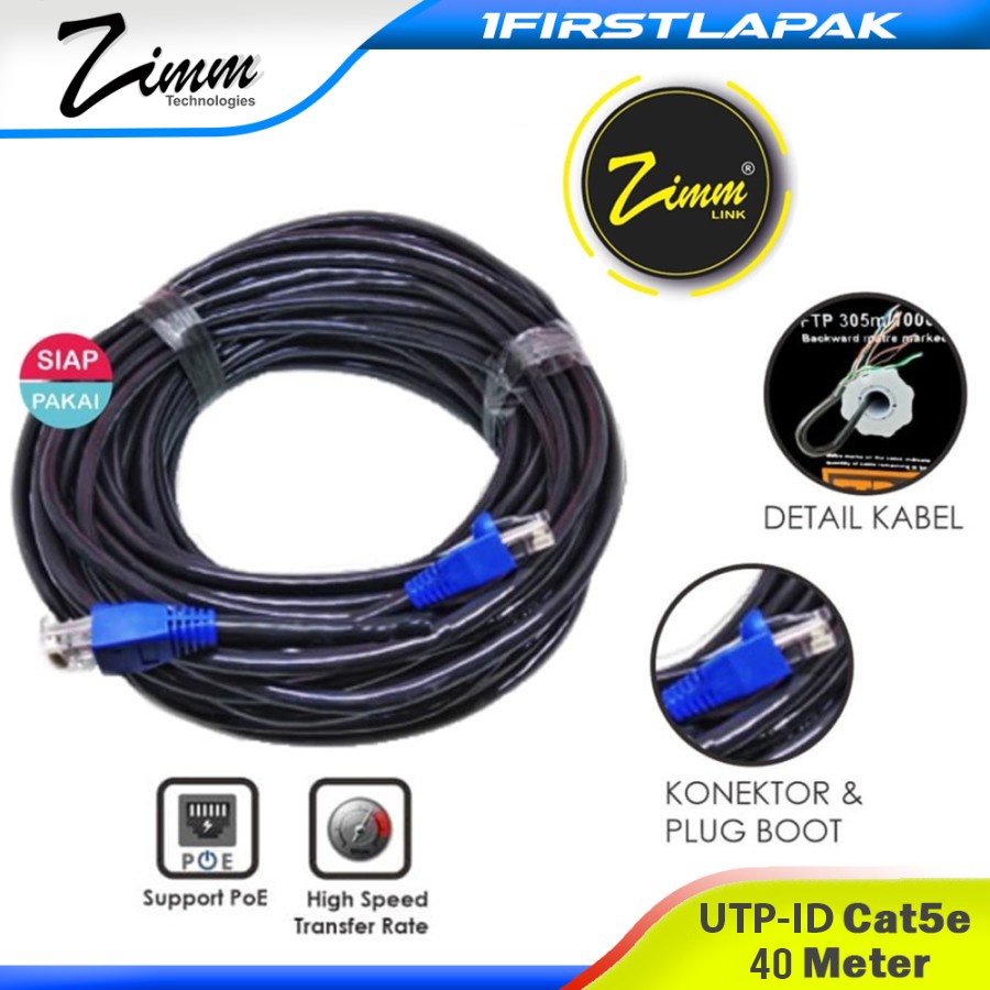 Lan Cable UTP FTP STP Cat 5e Indoor CCA Zimmlink Ready To Use 40meter ...