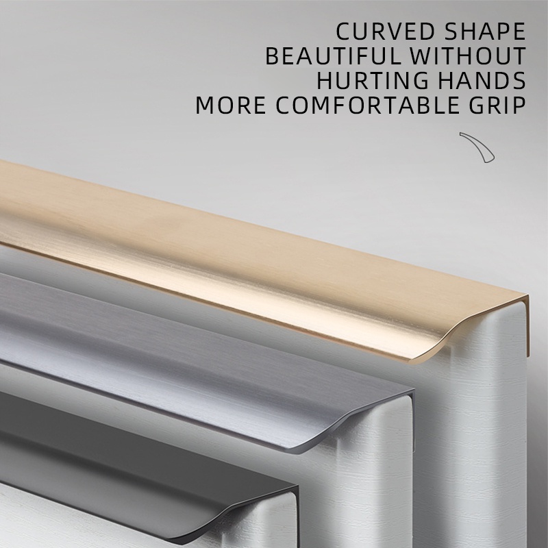 Aluminum alloy invisible arc handle cabinet drawer door long handle ...
