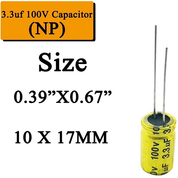 3.3uF 100V Capacitor,10 PCS Non-Polarized Electrolytic Capacitor 100V 3 ...