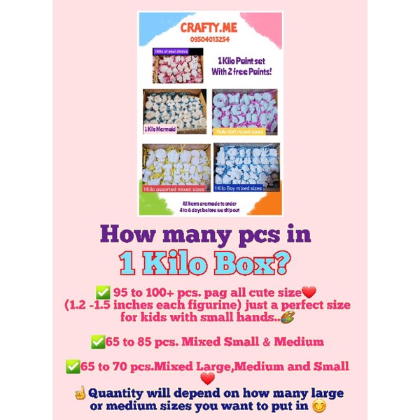 1 Kilo Box Paint Set for kids/ Assorted Cute designs (if all small 100 ...