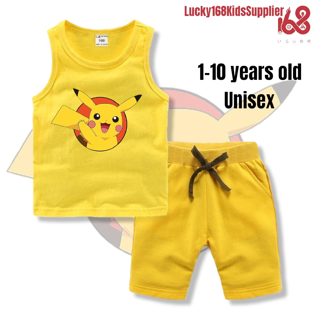 7COLORS PIKACHU SANDO SHORT TERNO KIDS BOYS GIRLS UNISEX POKEMON SET TOPS SHORTS BABY CARTOONS ...