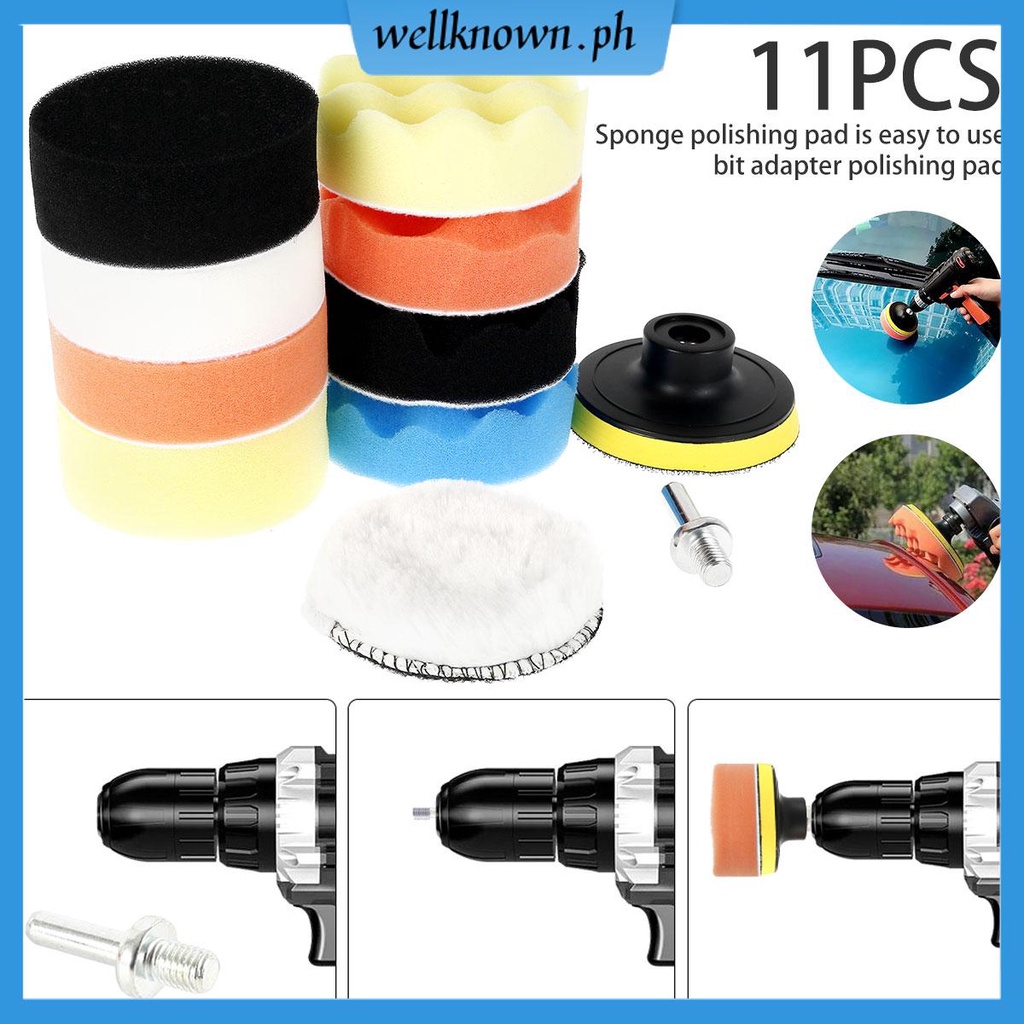 11pcs/set Buffing Waxing Polishing Sponge Pads Kit Set For Car Polisher ...