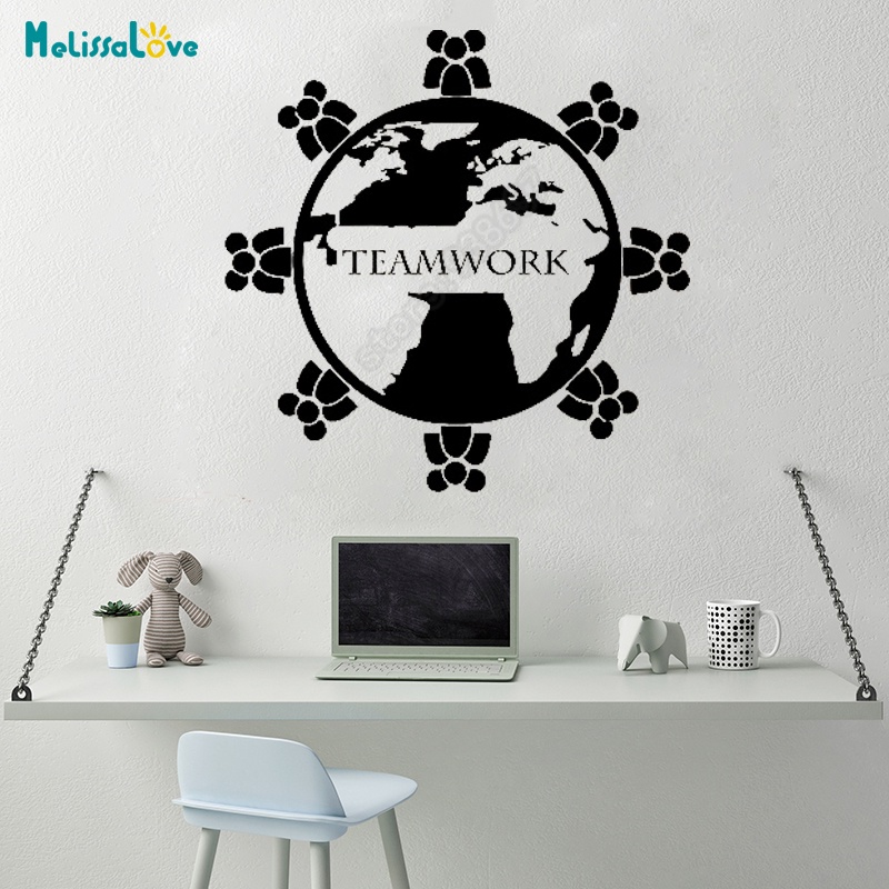 Office Teamwork Cool Decal World Earth Design Map Decal Company Firm ...