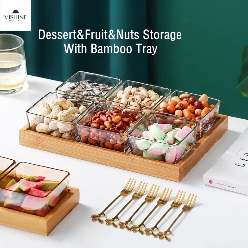 Dessert Fruit Nuts Organizer Food Accessories Storage Glass Bowl Candy ...