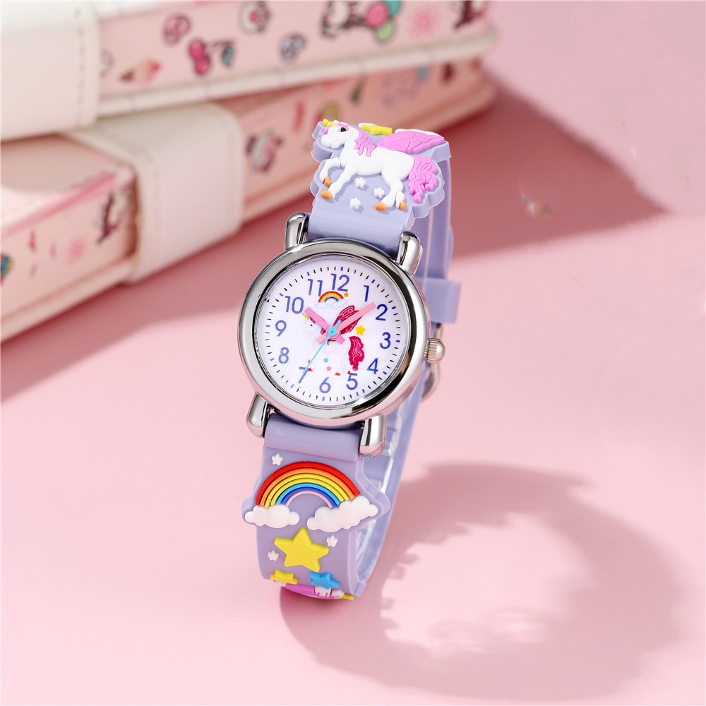 Children's Silicone Watches Cute Rainbow Unicorn Pattern Quartz Watches ...