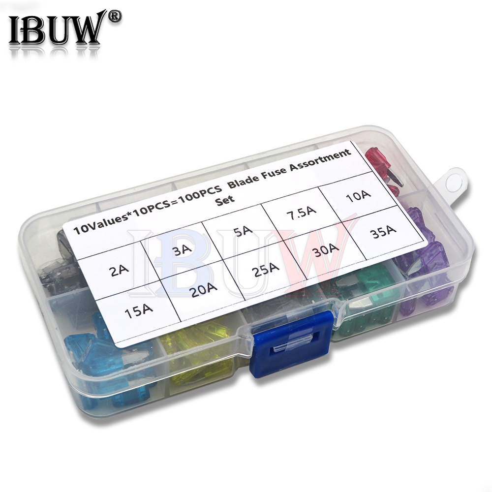 100pcs/lot Small Auto Fuse 10 Value Car Fuse Blade Kit Assortment with ...