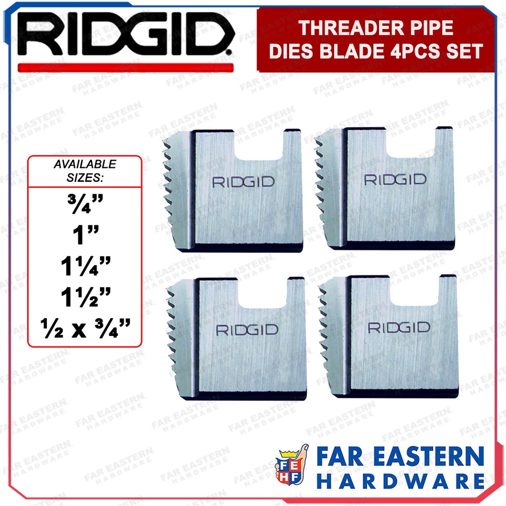 RIDGID NPT Threader Pipe Dies Blade 4pcs Set 3/4” | 1” | 1-1/4” | 1-1/2 ...