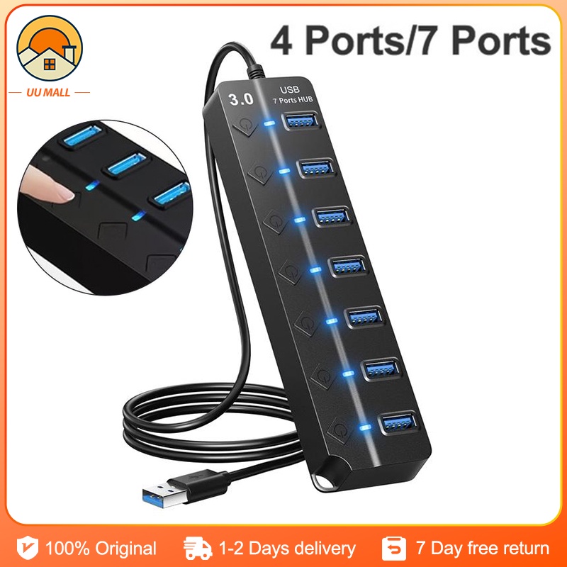 7 Ports USB Hub Port Extension 3.0 High Speed With Switch USB Hub ...