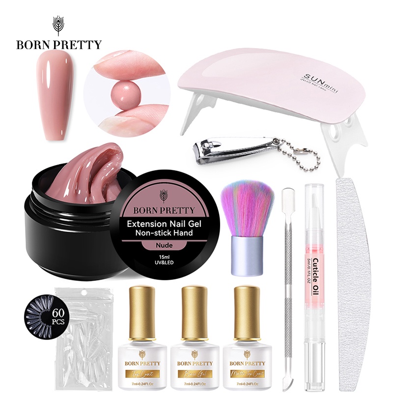 Born Pretty Nail Gel Set Non Stick Hand Solid Extension Nail Gel ...
