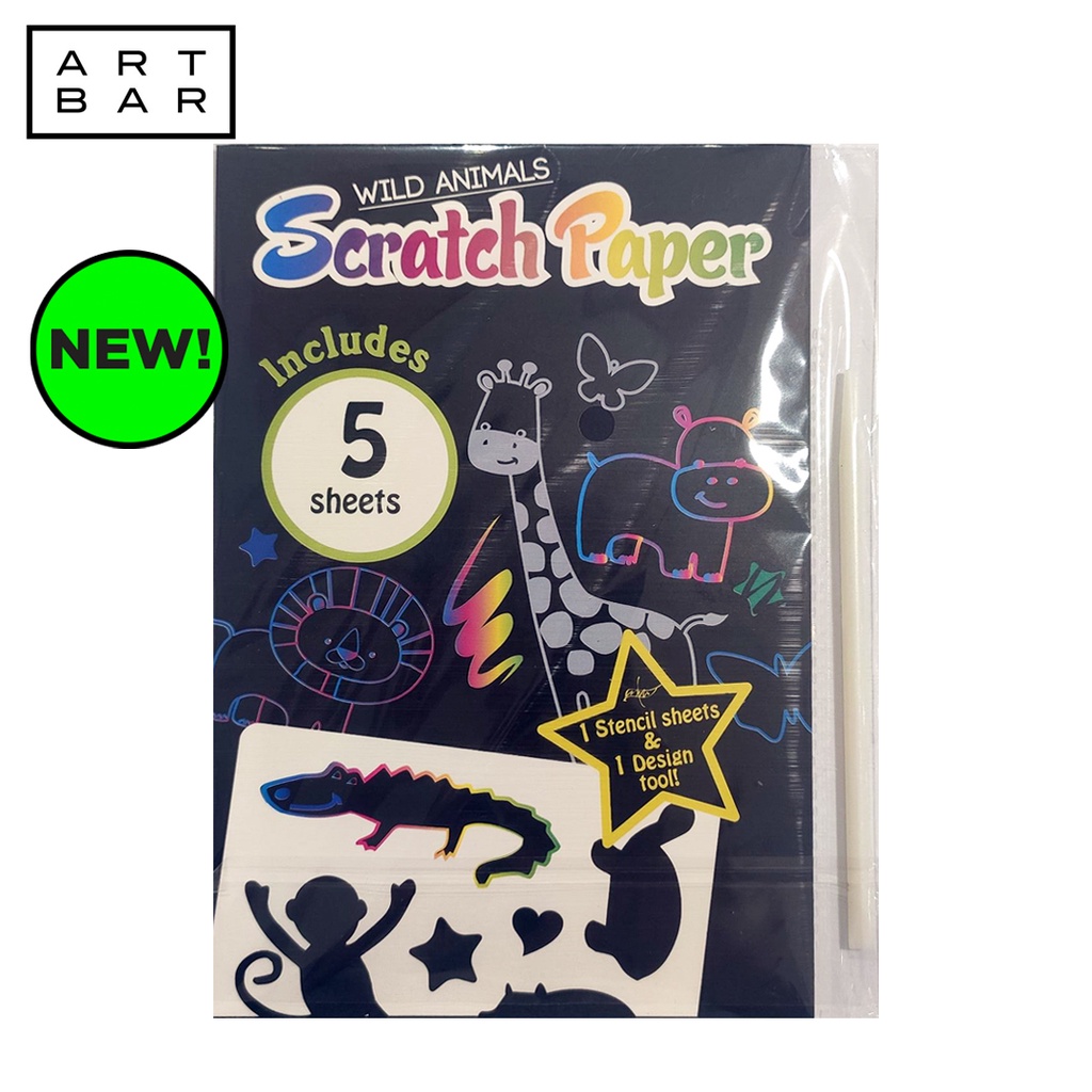 Skylar Rainbow Scratch Paper Sta001 Wild Animal With Stencil And Design ...