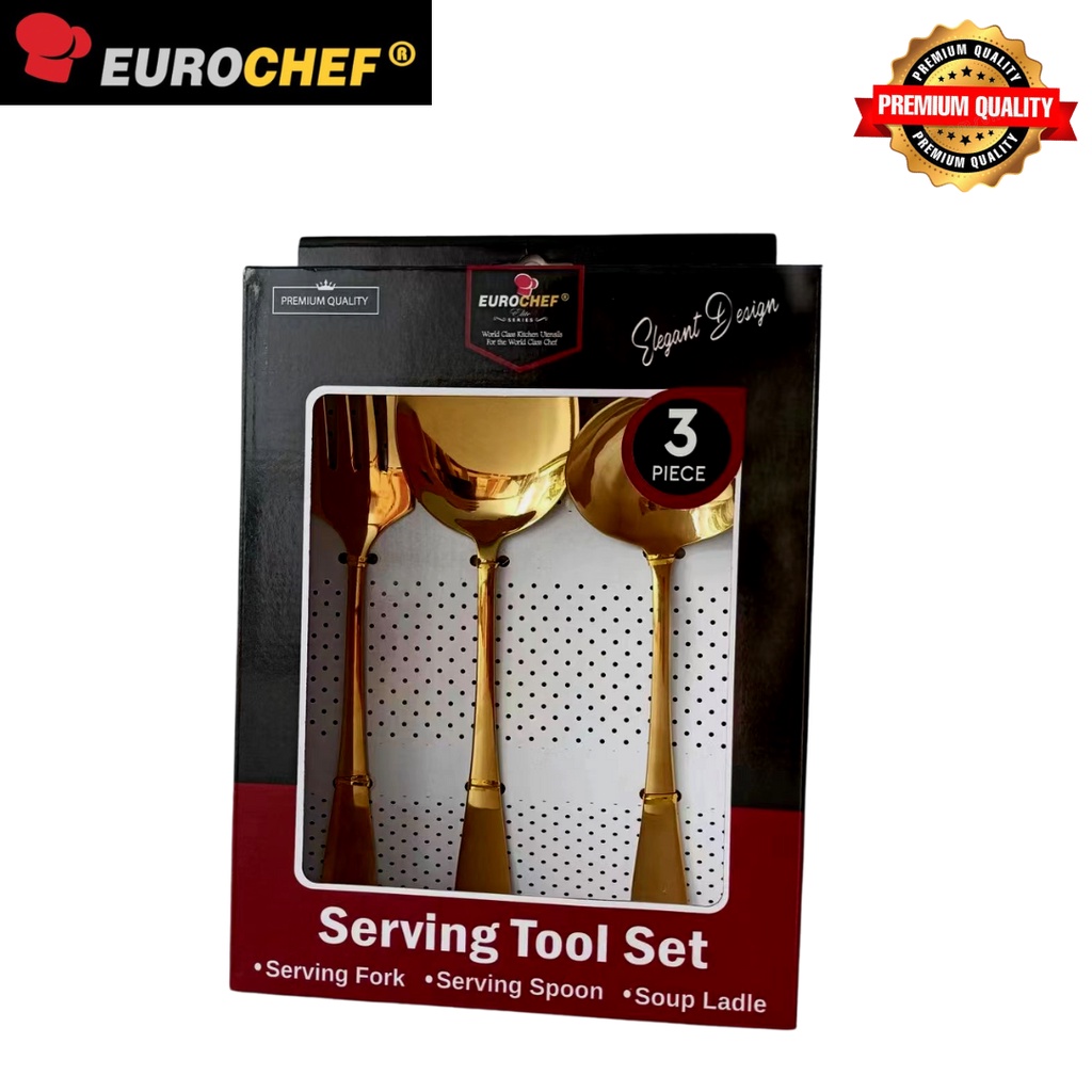 Eurochef PVD Gold and SILVER stainless steel serving tool set gift set ...