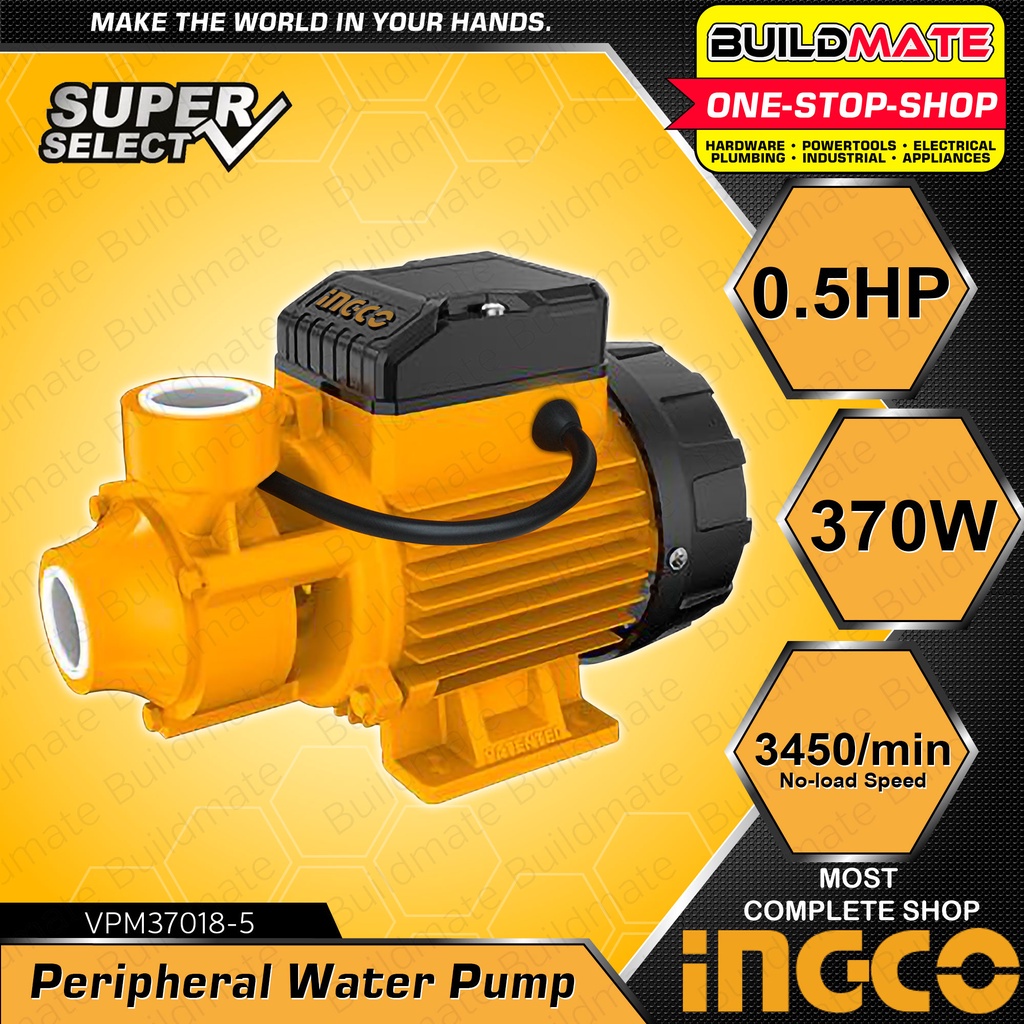 Buildmate x INGCO Water Peripheral Booster Pump 370W (0.5HP) Water Pump ...