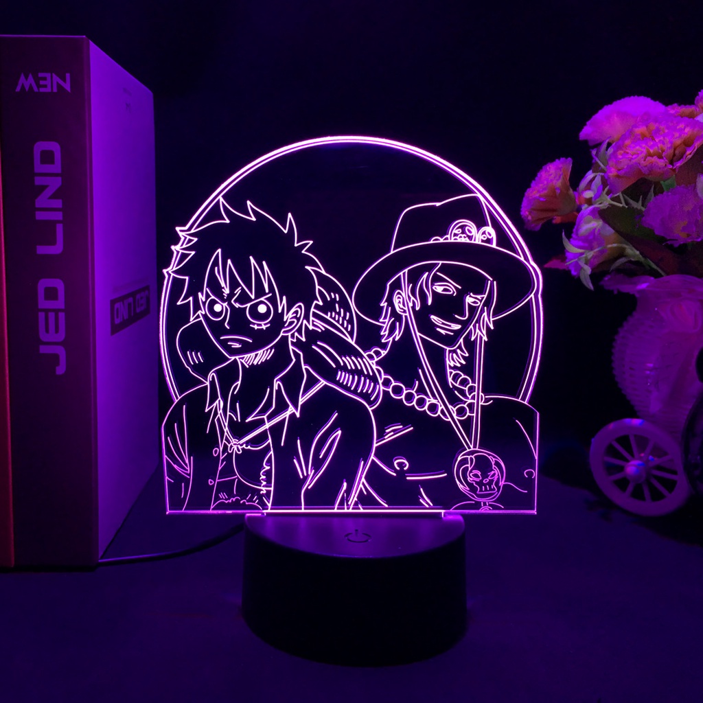 Anime OnePiece model Monkey D Luffy and Portgas D Ace Figure 3D Night ...