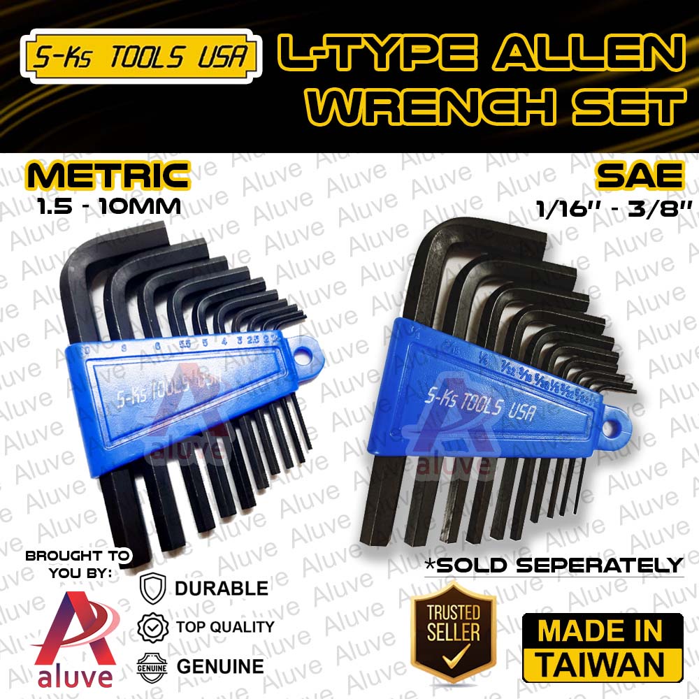 S-Ks Tools USA L-Type Allen Wrench Set 10pcs | METRIC 1.5-10mm HW-6310M ...