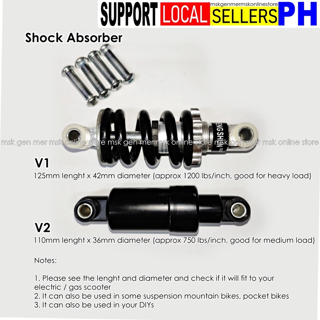 Shock Absorber for Electric Scooter Bike Rear Suspension 110mm 125mm 1 ...