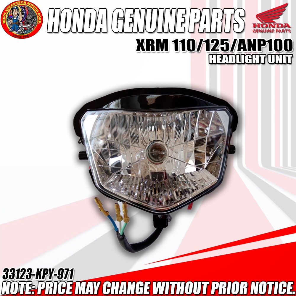 XRM 110/125 NEW /BRAVO HEADLIGHT UNIT (HPI) (Genuine: 33123-KPY-971 ...