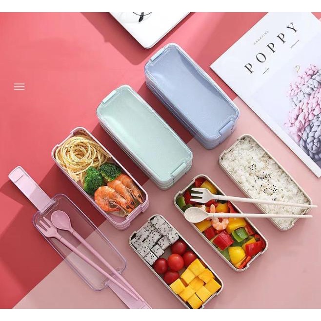 Rich 3Layer Japanese Wheat Straw Lunch Box Portable Picnic Food Fruit ...