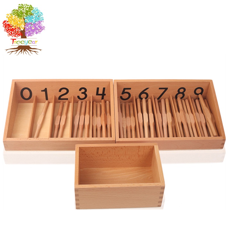 Treeyear Montessori Spindle Box with 45 Spindles Montessori Math Toys ...