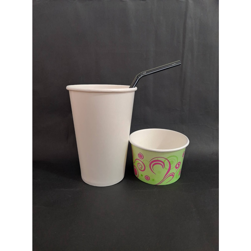 16oz Paper Cup x 50's 220cc Paper bowl x 50's with Bending Straw x 100 ...