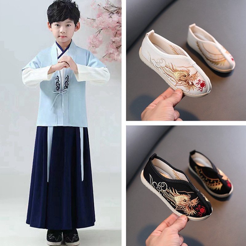Baby Boys Hanfu Shoes Toddler Soft Sole Handmade Embroidered Shoe ...