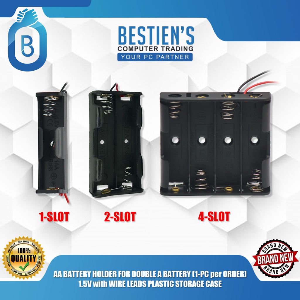 AA BATTERY HOLDER FOR DOUBLE A BATTERY (1-PC per ORDER), 1.5V with WIRE ...