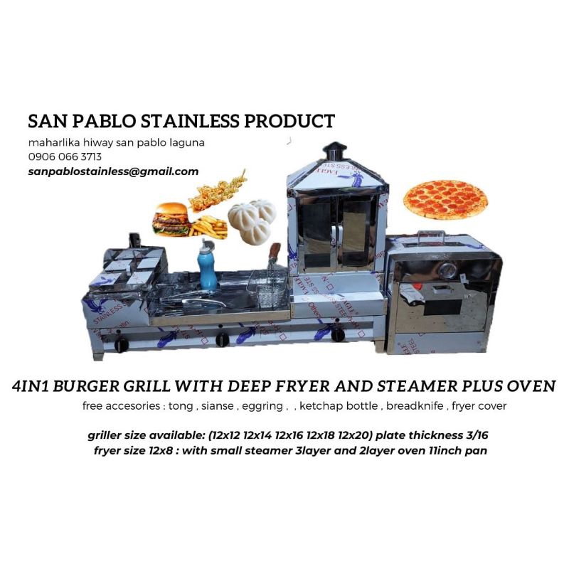 4in1 burger grill with fryer and siomai siopao steamer plus 2layer ...