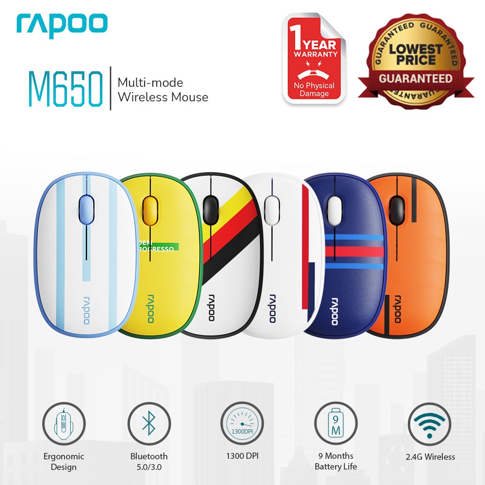 Rapoo M650 World Cup Wireless Mouse Bluetooth 2.4G Optical Silent Mouse ...