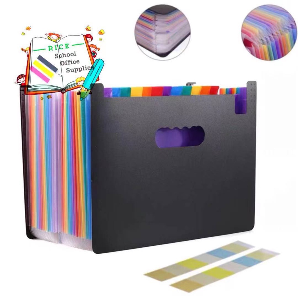Rice 24 Pockets Document File Folder Organizer Expanding File Folder ...