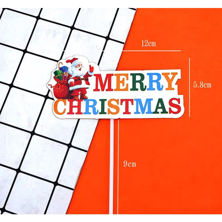 Merry Christmas Santa Claus T Paper Card Cake Topper Baking Props