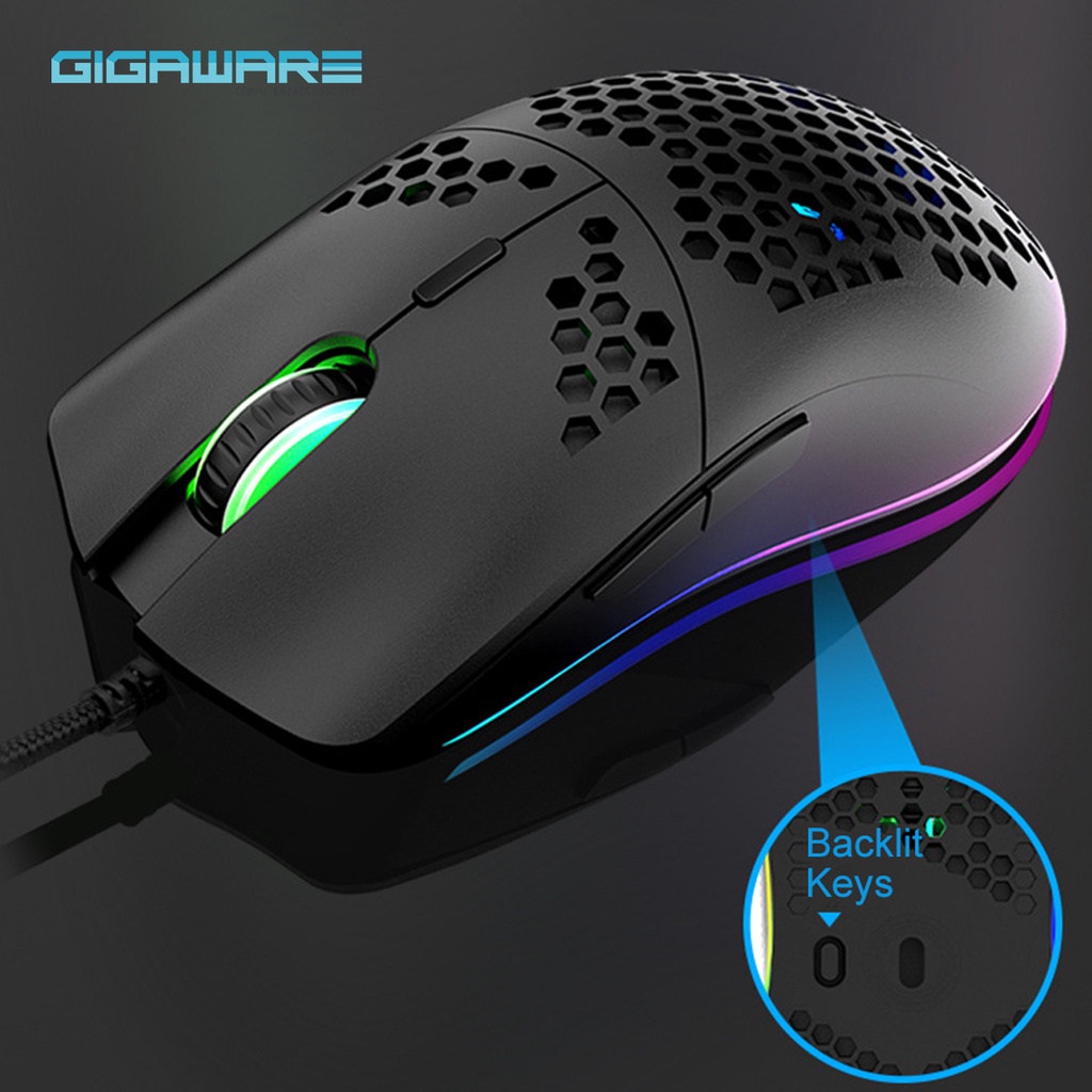 Gigaware XYH90 Wired RGB Gaming Mouse Honeycomb Shell Ultralight ...