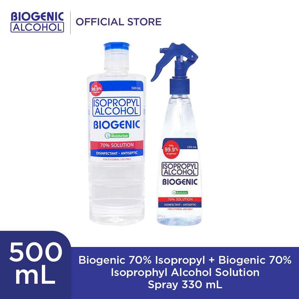 BIOGENIC Isopropyl Alcohol 500ml + Biogenic Isopropyl Alcohol Spray ... BIOGENIC Isopropyl Alcohol 500ml + Biogenic Isopropyl Alcohol Spray ...