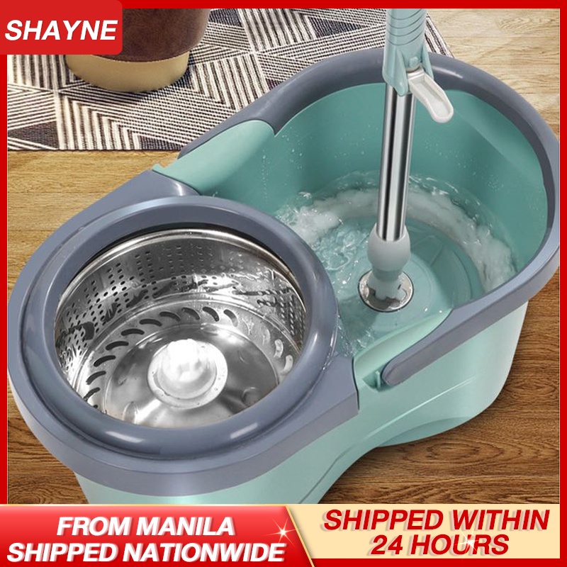 Rotary Mop Bucket Set Magic Spin Mop Stainless Steel please Map Floor ...