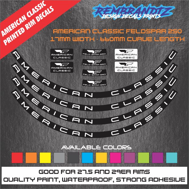 Bike rim decals set - AM Classic Feld Spar 250 - Good for 27.5(650B ...