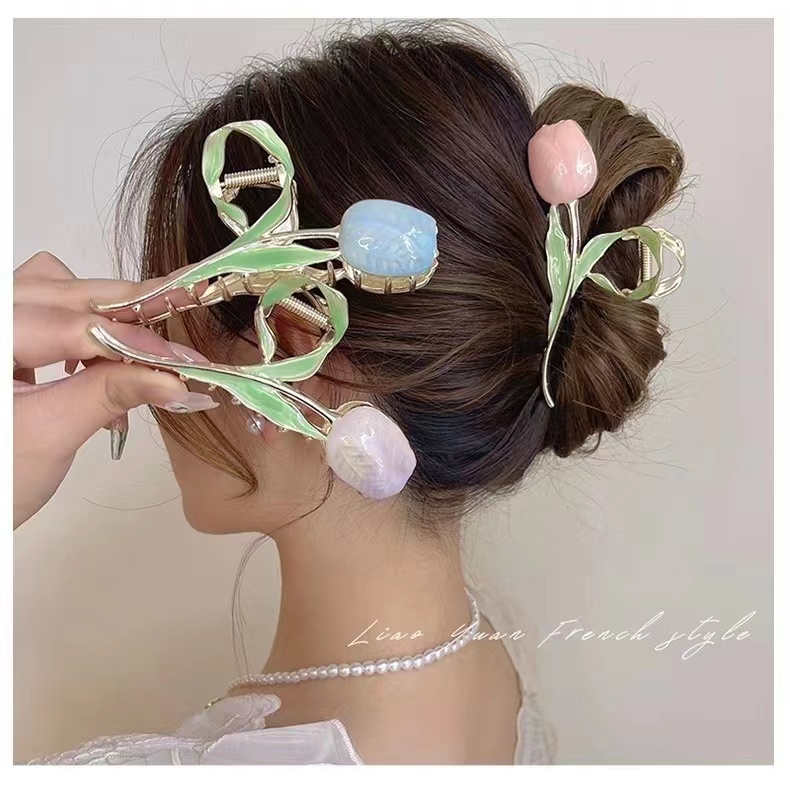 Gentle Tulip Hair Clip Enamel Hair Clips Hair Pin for Women Girls Hair ...