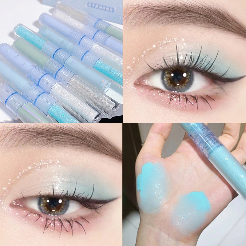 3pcs/1pcs Double Head Liquid Eyeshadow Pretty Cyan Blue Glitter Liquid ...