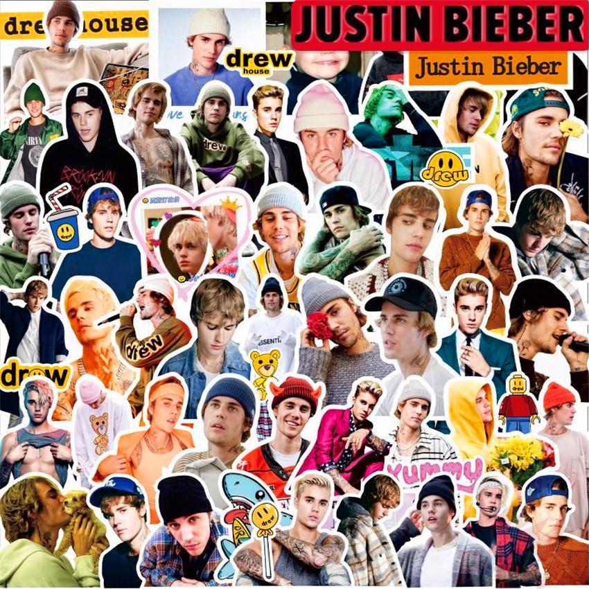 Justin Bieber Stickers 55Pcs/Set Pop Singer Actor DIY Fashion Decals ...