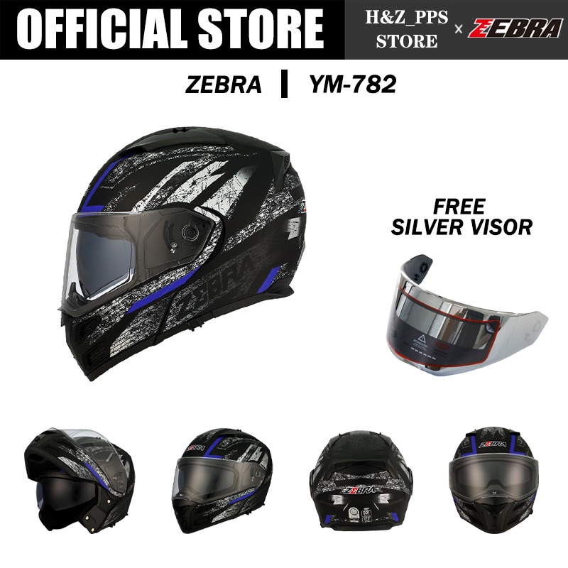 Zebra 782 W D Men Helmet Full Face Motorcycle Modular | Shopee Philippines