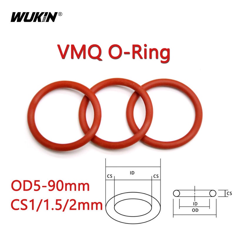 10/20Pcs OD5~90mm CS1/1.5/2mm Red Silicone O-Ring OD 5-80mm Food Grade ...