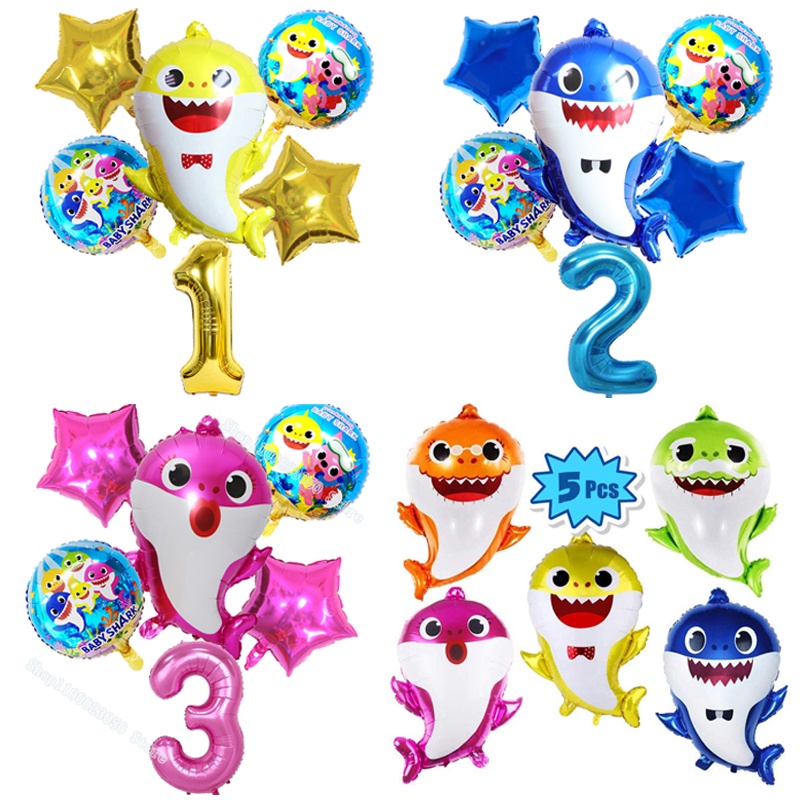 Baby Shark Number Ballons Set Kids Birthday Party Decoration Supplies ...
